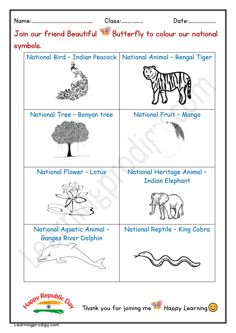 Free Printable India Republic Day Worksheet - Colouring Worksheet for ...