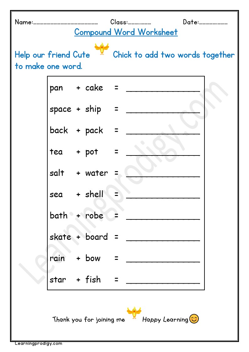 Free Printable English Compound Word Worksheet - 4 - worksheet ...