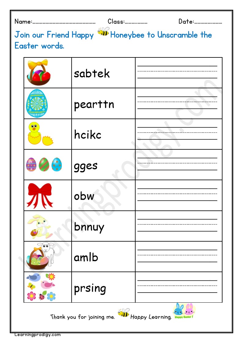 Free Printable Easter Scramble Words Activity Worksheet For Kids ...
