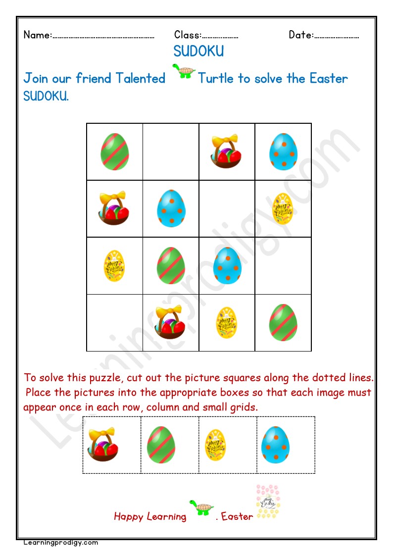 Free Printable Easter Sudoku Worksheet For Kids. - worksheet ...