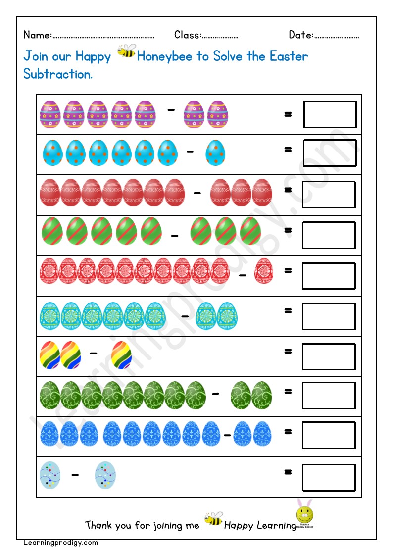 Free Printable Easter Maths Subtraction Worksheet For Kids. - worksheet ...