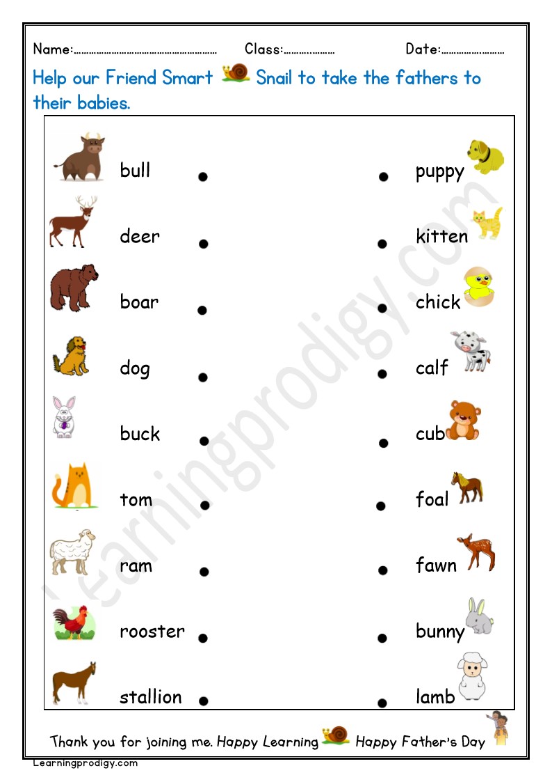 Free Printable Father's Day Matching Worksheet for Kids - worksheet ...