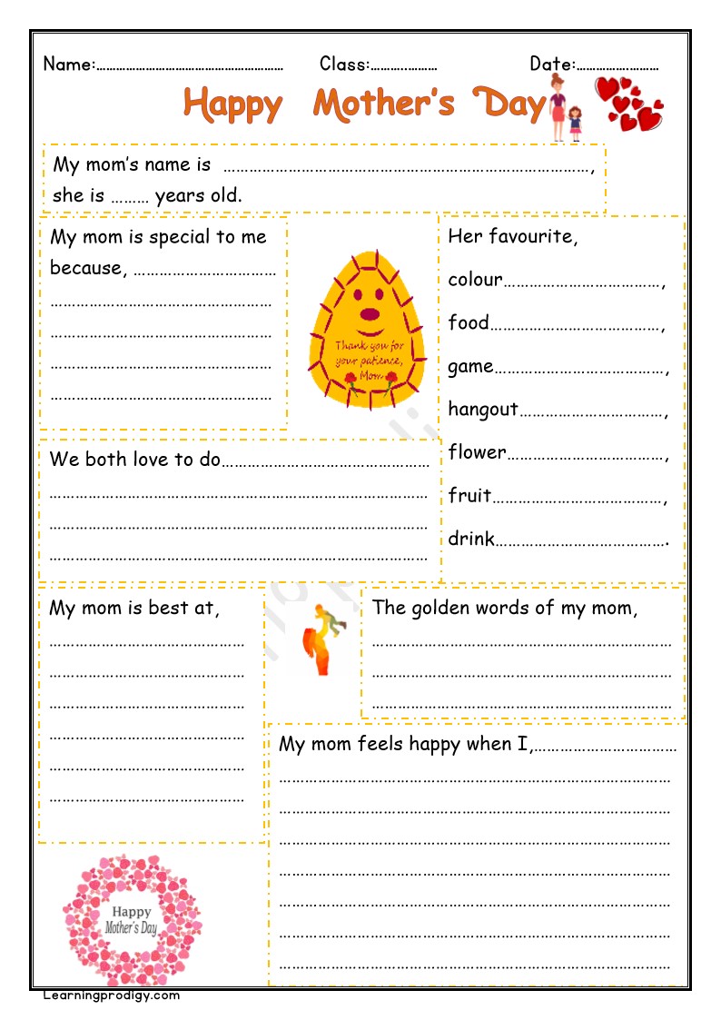 Free Printable Me and My Mom Mother's Day Worksheet for Kids ...