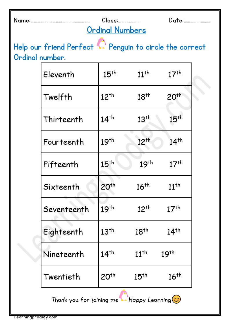 Free Printable Maths Ordinal Numbers Worksheet For Kindergarten Kids ...
