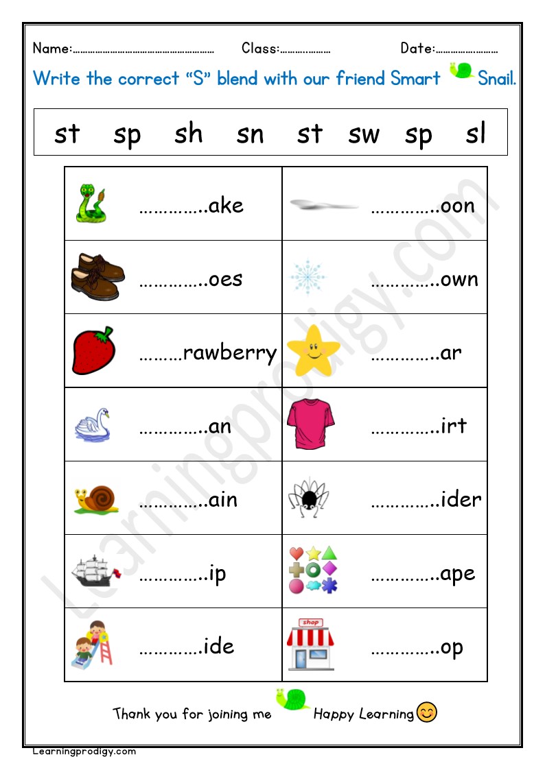 Free Printable Beginning Consonant Blending Worksheet for Grade 1 ...