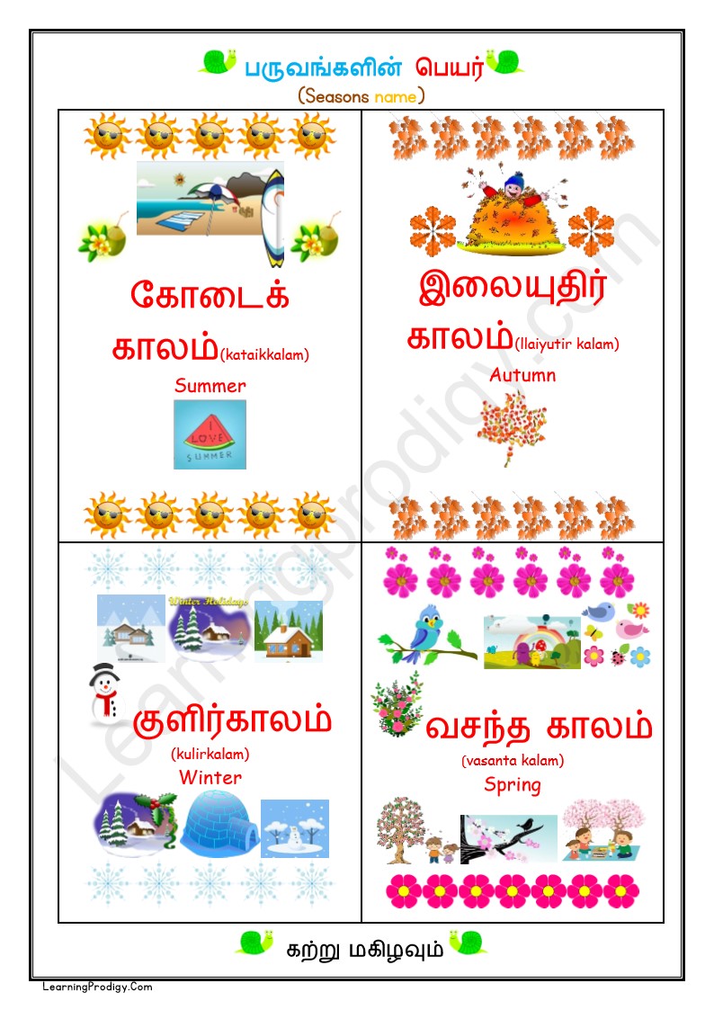 Free Printable Seasons Name Chart in Tamil|தமிழில் பருவங்களின் பெயர் ...