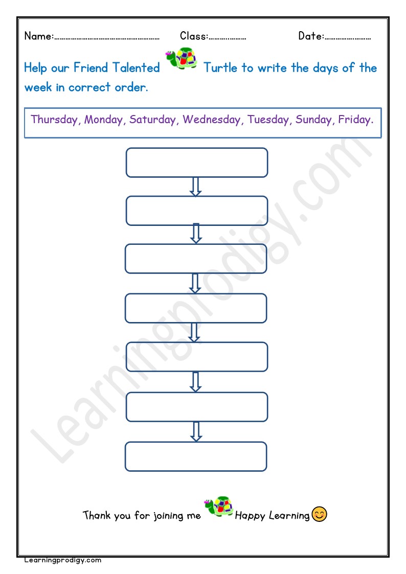 Free Printable Days Of Worksheet For Grade One Students | Logical ...