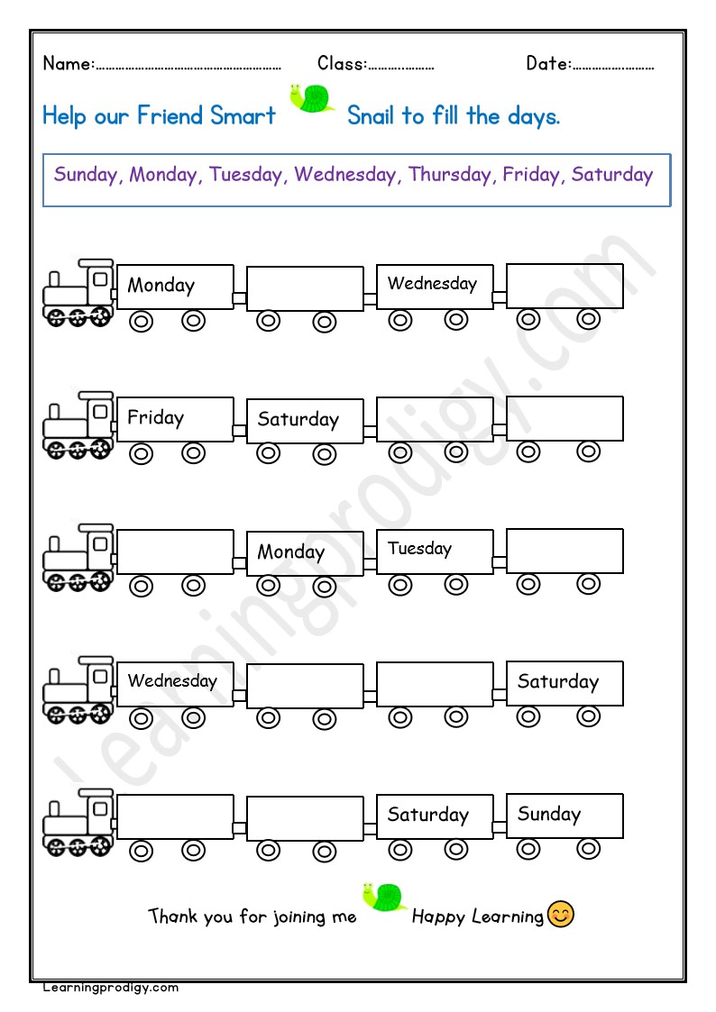 Free Printable Days Of Worksheet For Kindergarten Students | Logical ...