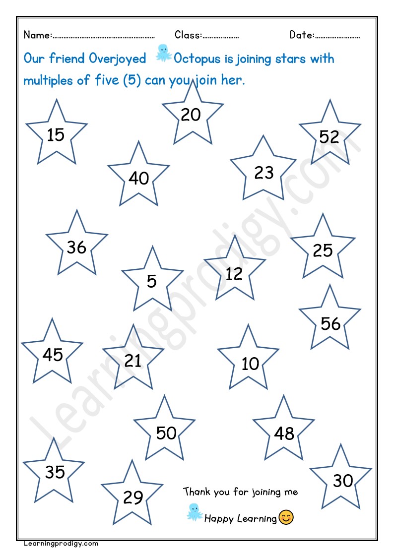 Free Printable Counting By Five Maths Worksheet For Kindergarten ...