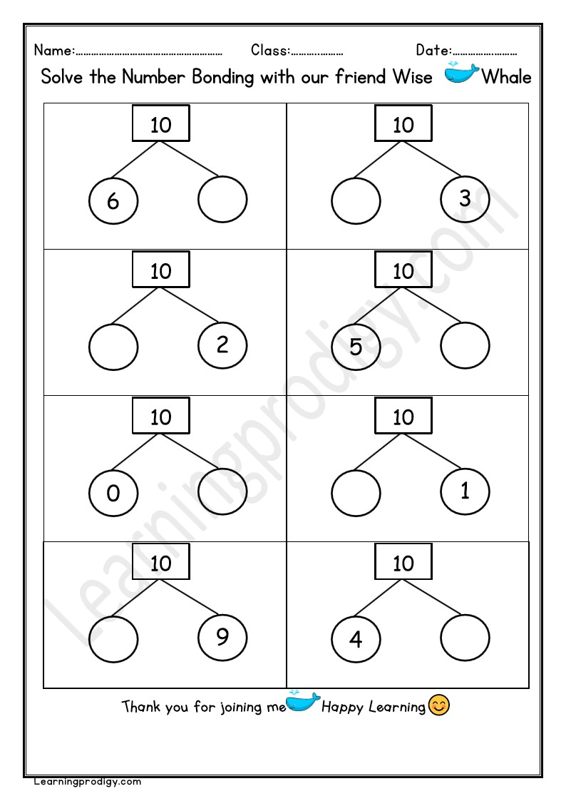 Number Bonds Archives - worksheet.learningprodigy.com