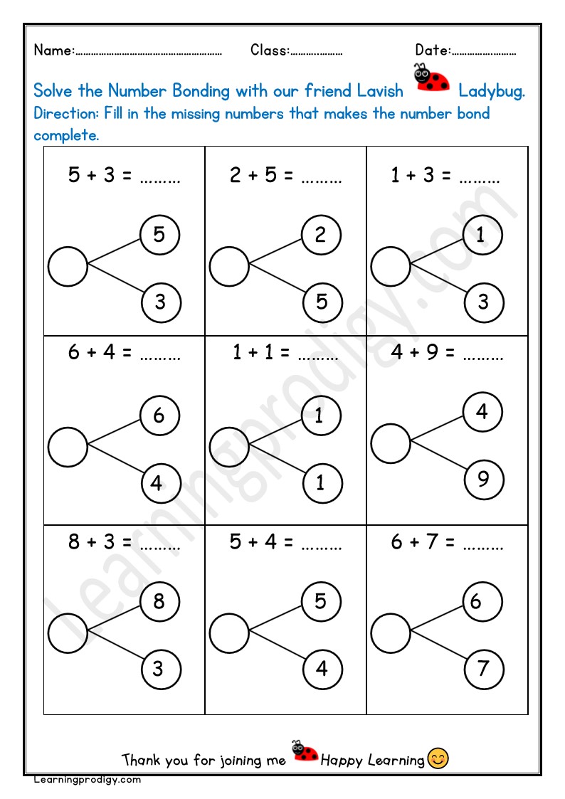 Number Bonds Archives - worksheet.learningprodigy.com